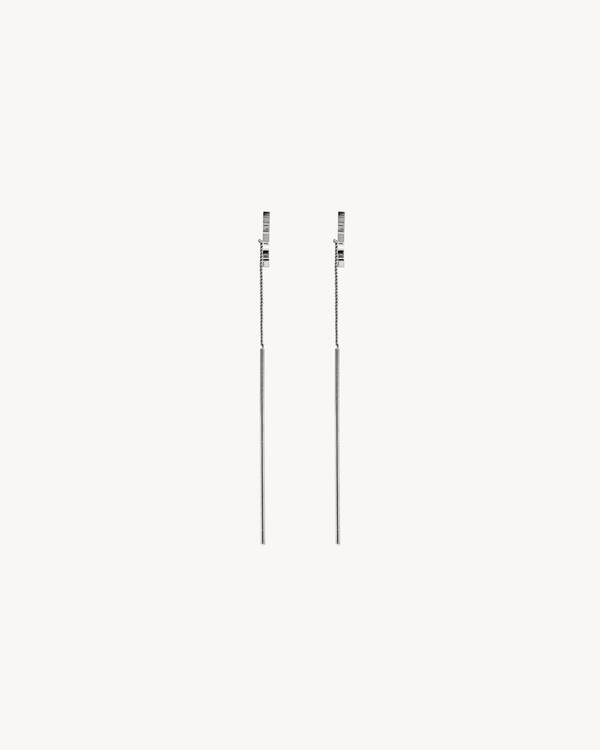 CASSANDRE threader earrings in metal in Silver | Saint Laurent | YSL EN-US