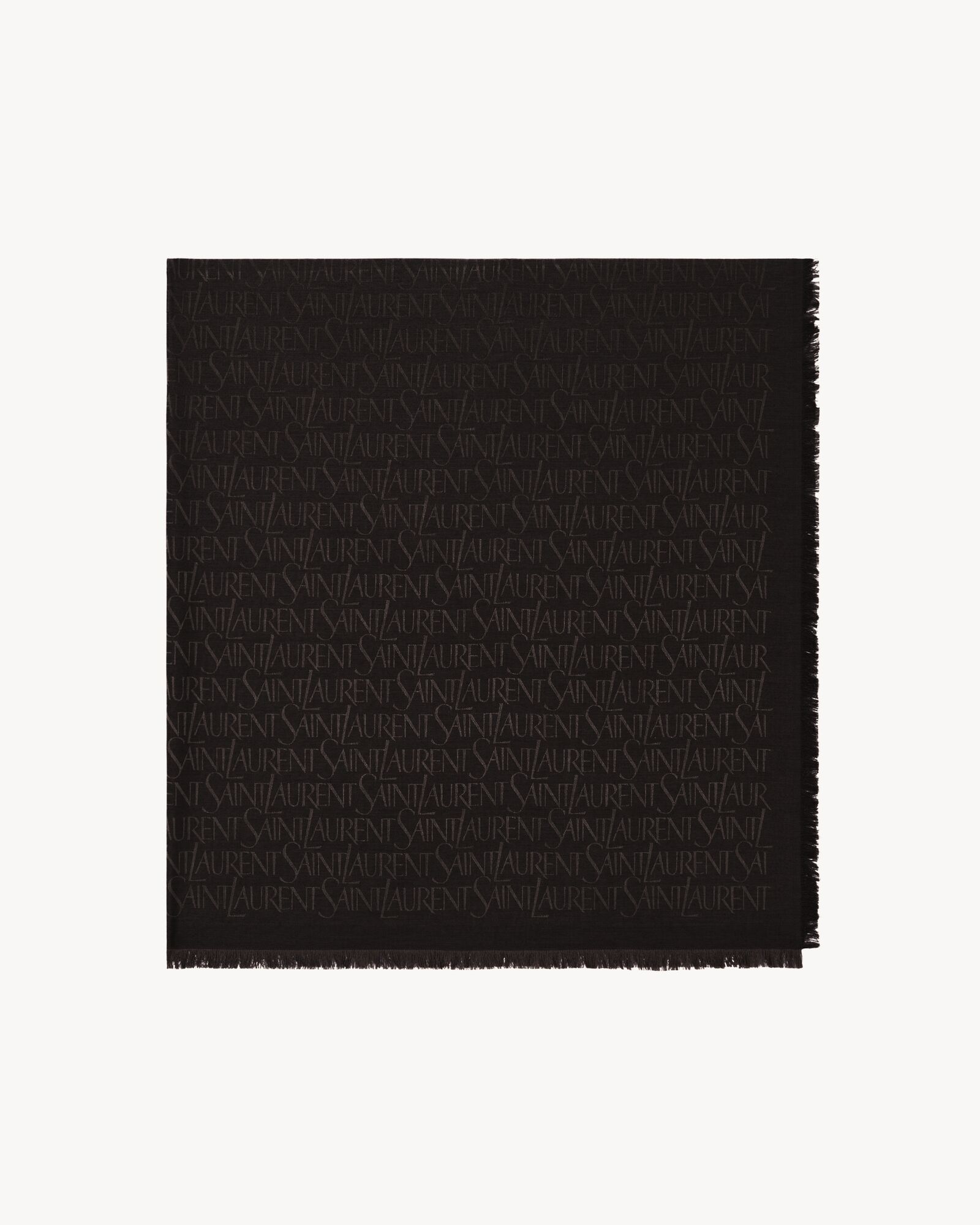 SAINT LAURENT large square scarf in silk and wool jacquard in Brown ...
