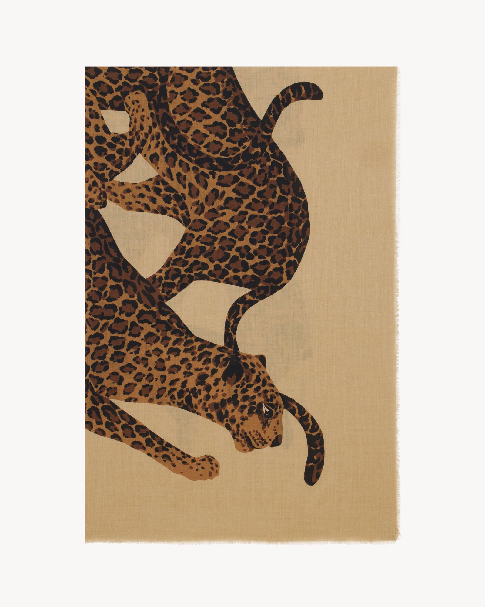 LEOPARD STOLE IN WOOL TWILL | Saint Laurent | YSL US