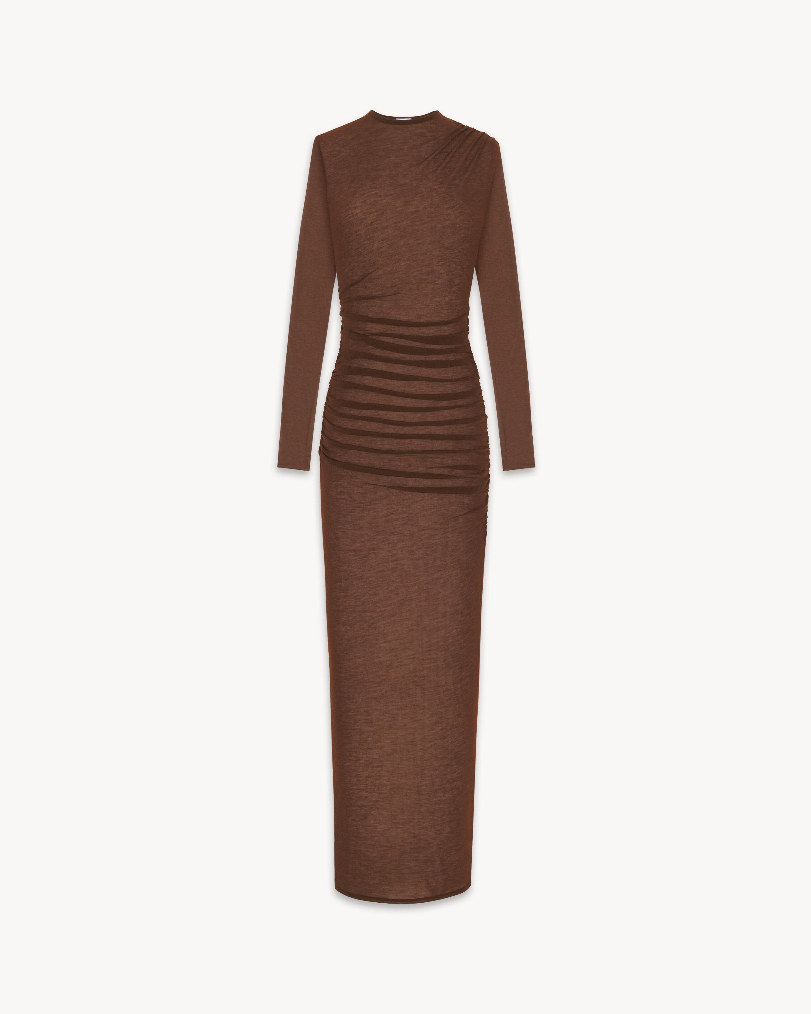 Long gathered dress in knit | Saint Laurent | YSL.com