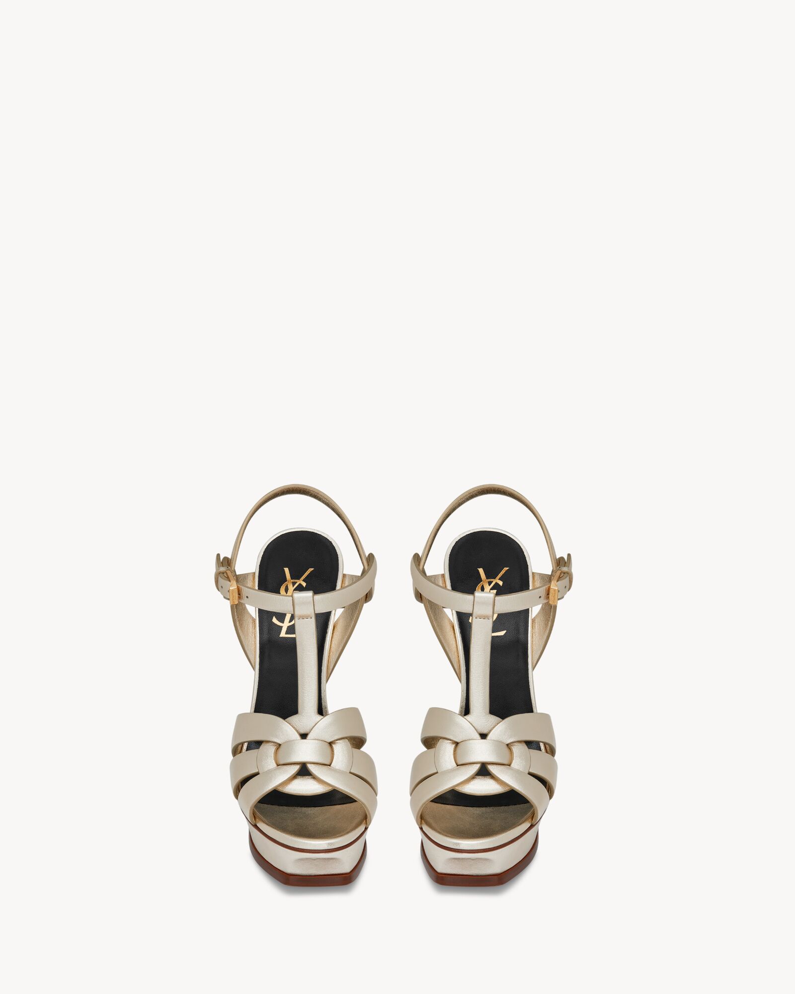 tribute sandals in metallic leather in Gold | Saint Laurent | YSL EN-US