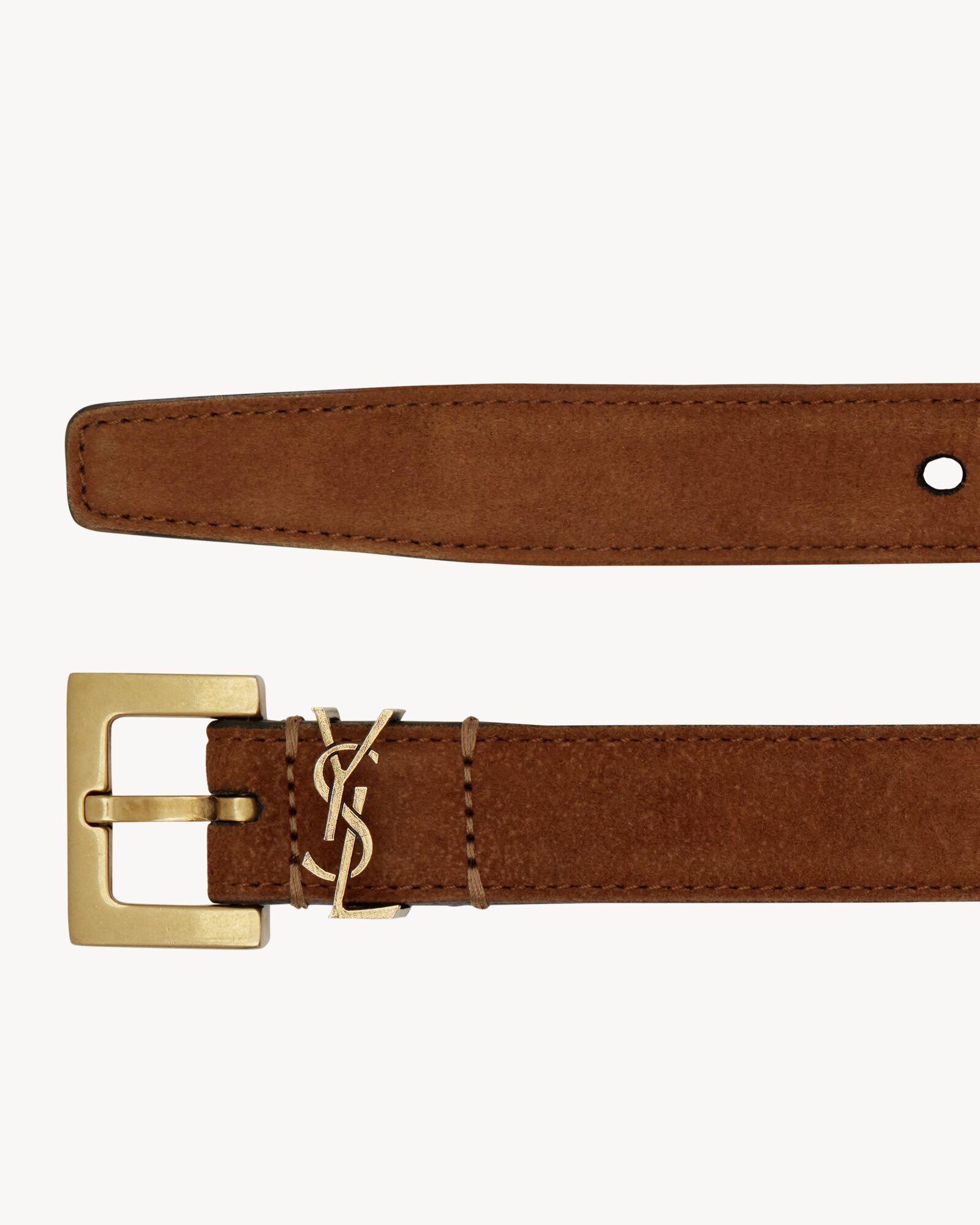 CASSANDRE THIN BELT WITH SQUARE BUCKLE IN SUEDE | Saint Laurent | YSL US