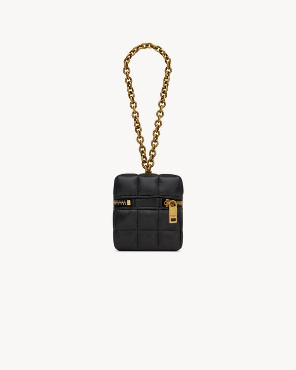 CASSANDRE MATELASSÉ CARRÉ mini cube on chain in lambskin | Saint ...