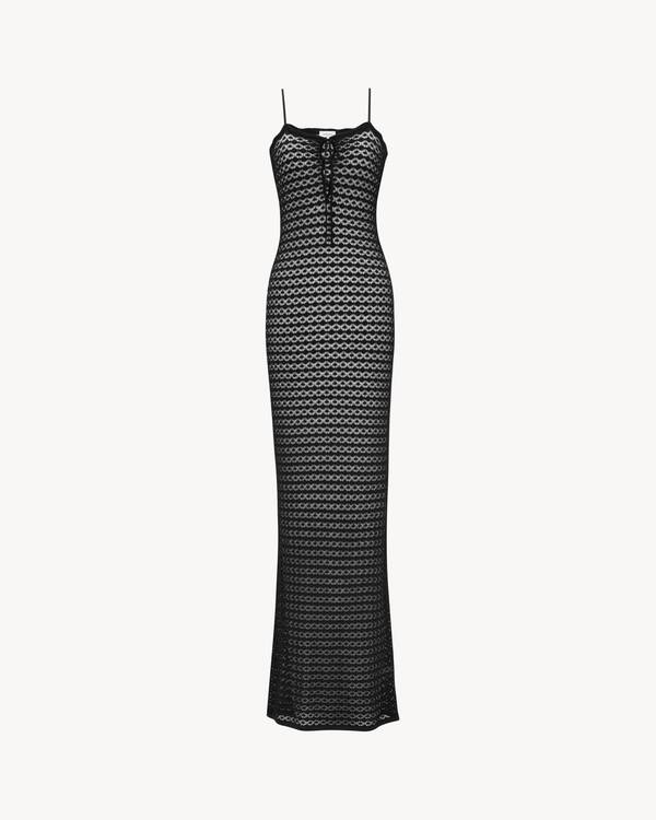long dress in pointelle knit | Saint Laurent | YSL US