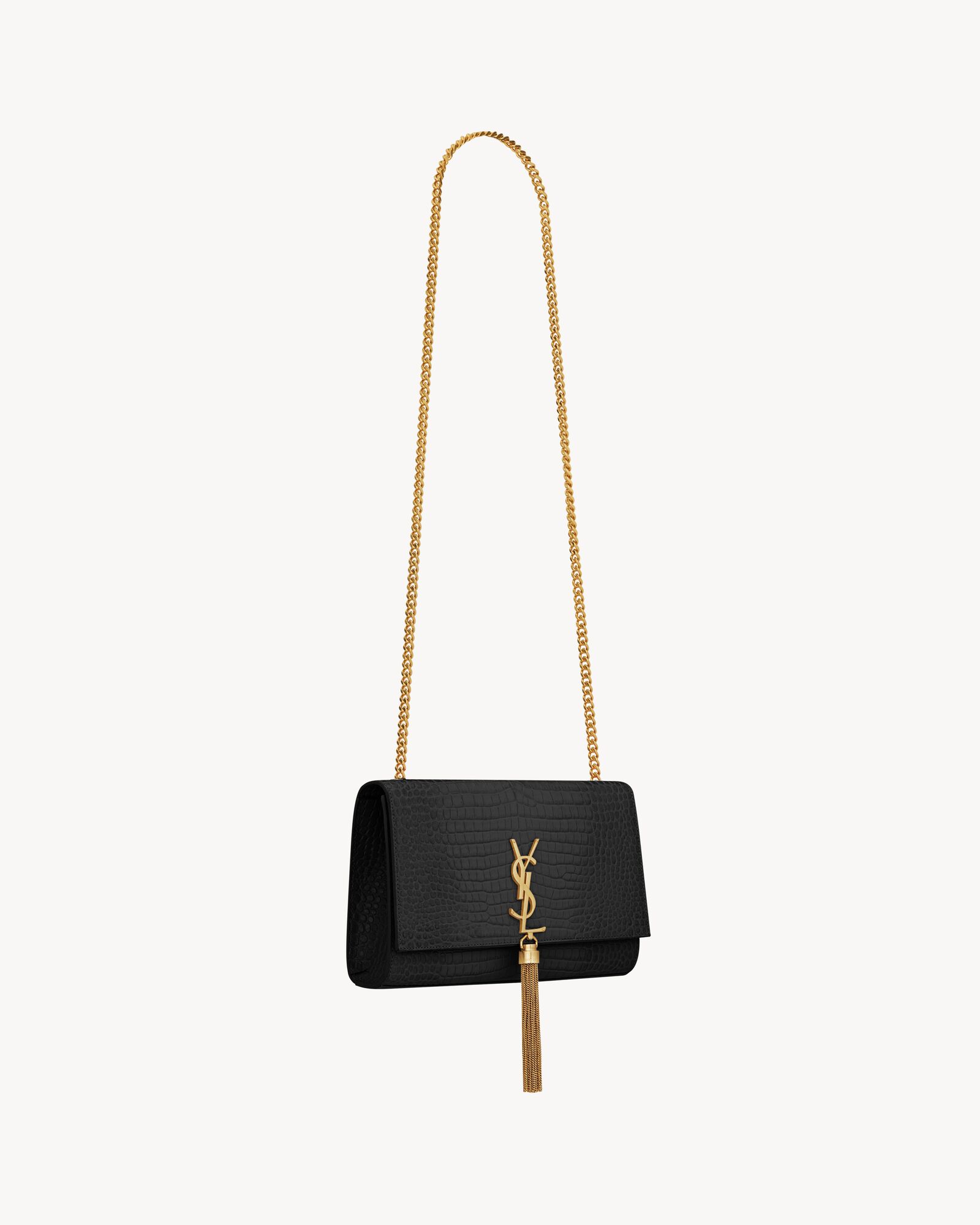 KATE MEDIUM TASSEL IN CROCODILE-EMBOSSED LEATHER | Saint Laurent | YSL US