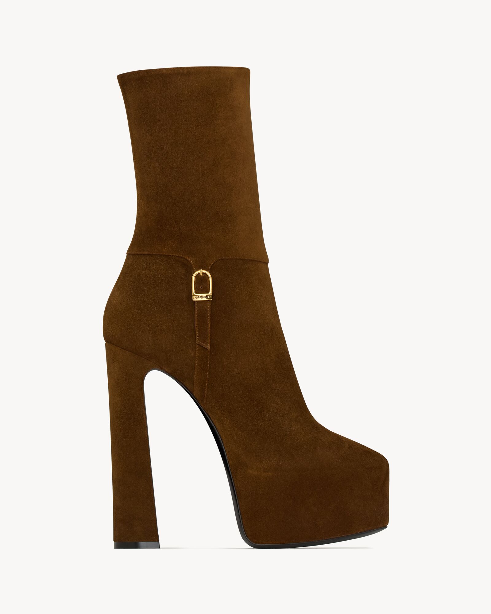 NICO platform booties in suede in Brown | Saint Laurent | YSL EN-US