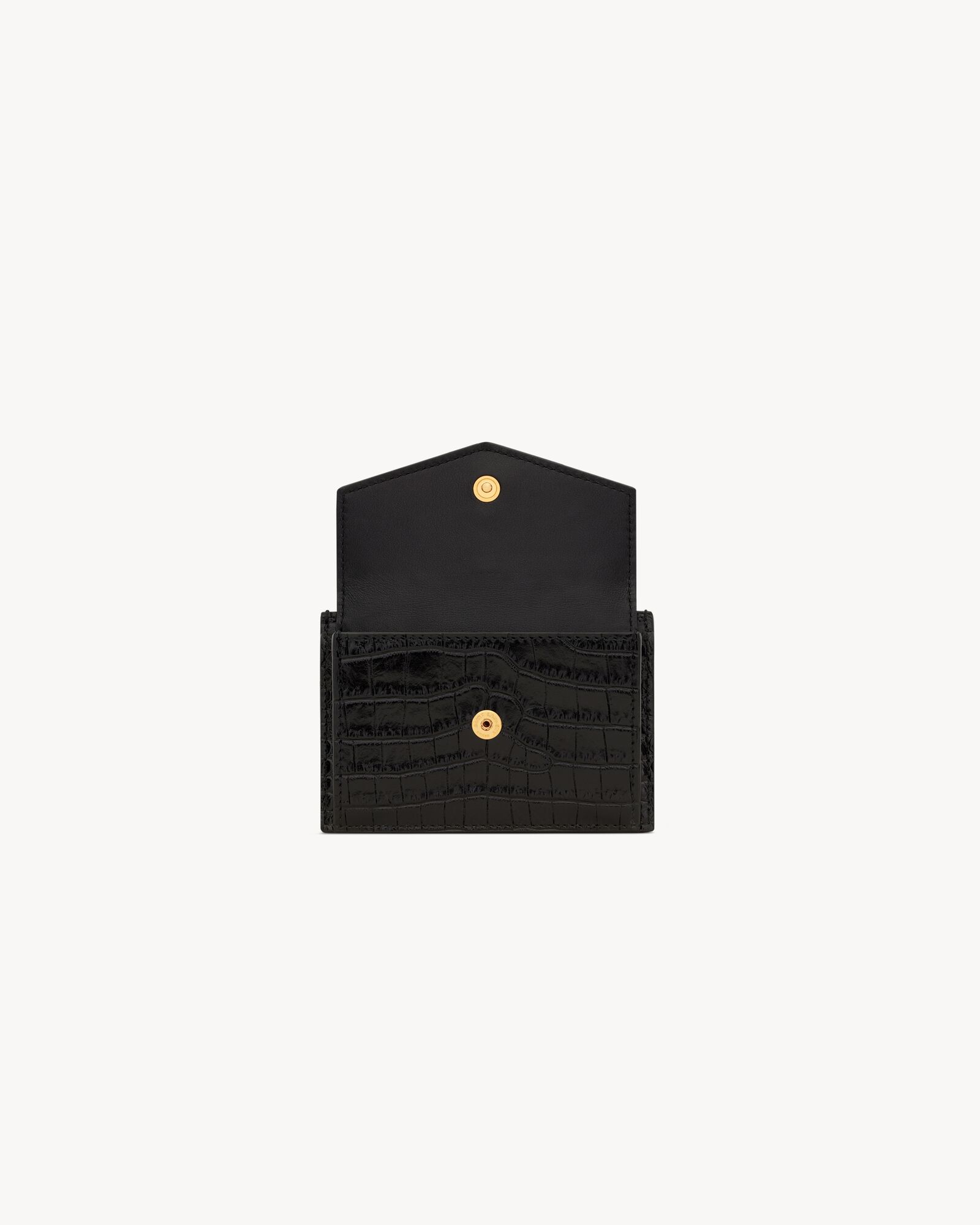 UPTOWN FLAP card case in crocodile-embossed shiny leather | Saint ...