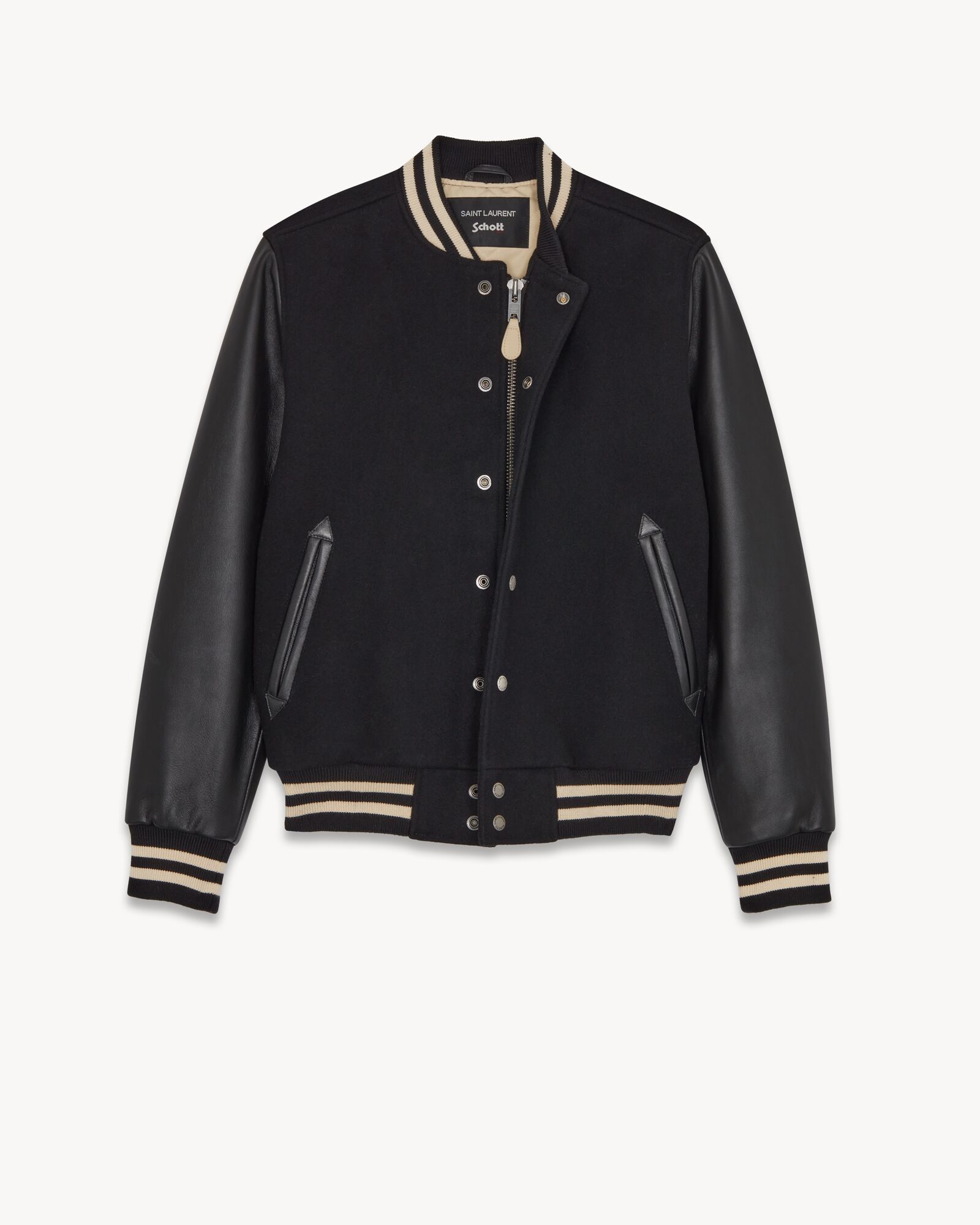 SCHOTT VARSITY JACKET IN WOOL AND LAMBSKIN | Saint Laurent | YSL GB