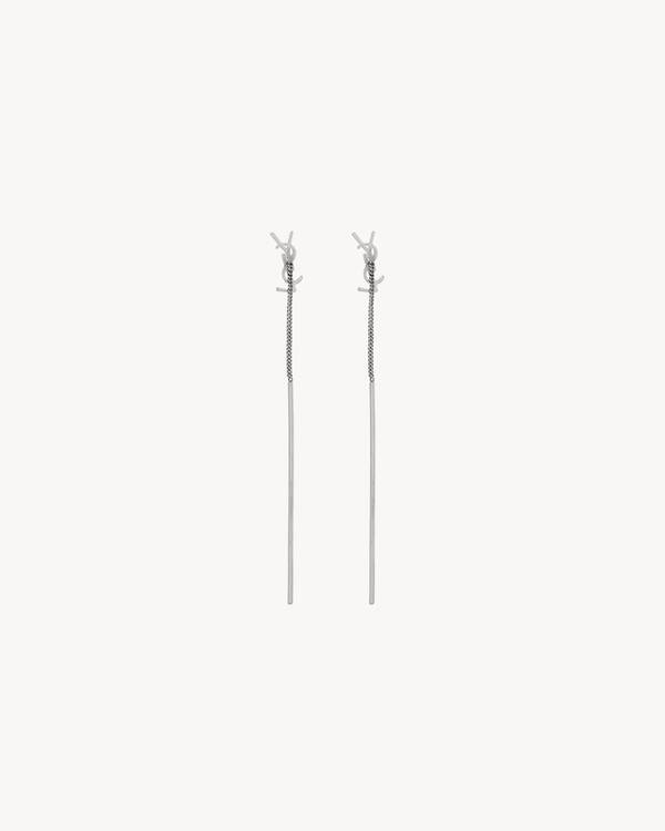 CASSANDRE threader earrings in metal in Silver | Saint Laurent | YSL EN-US