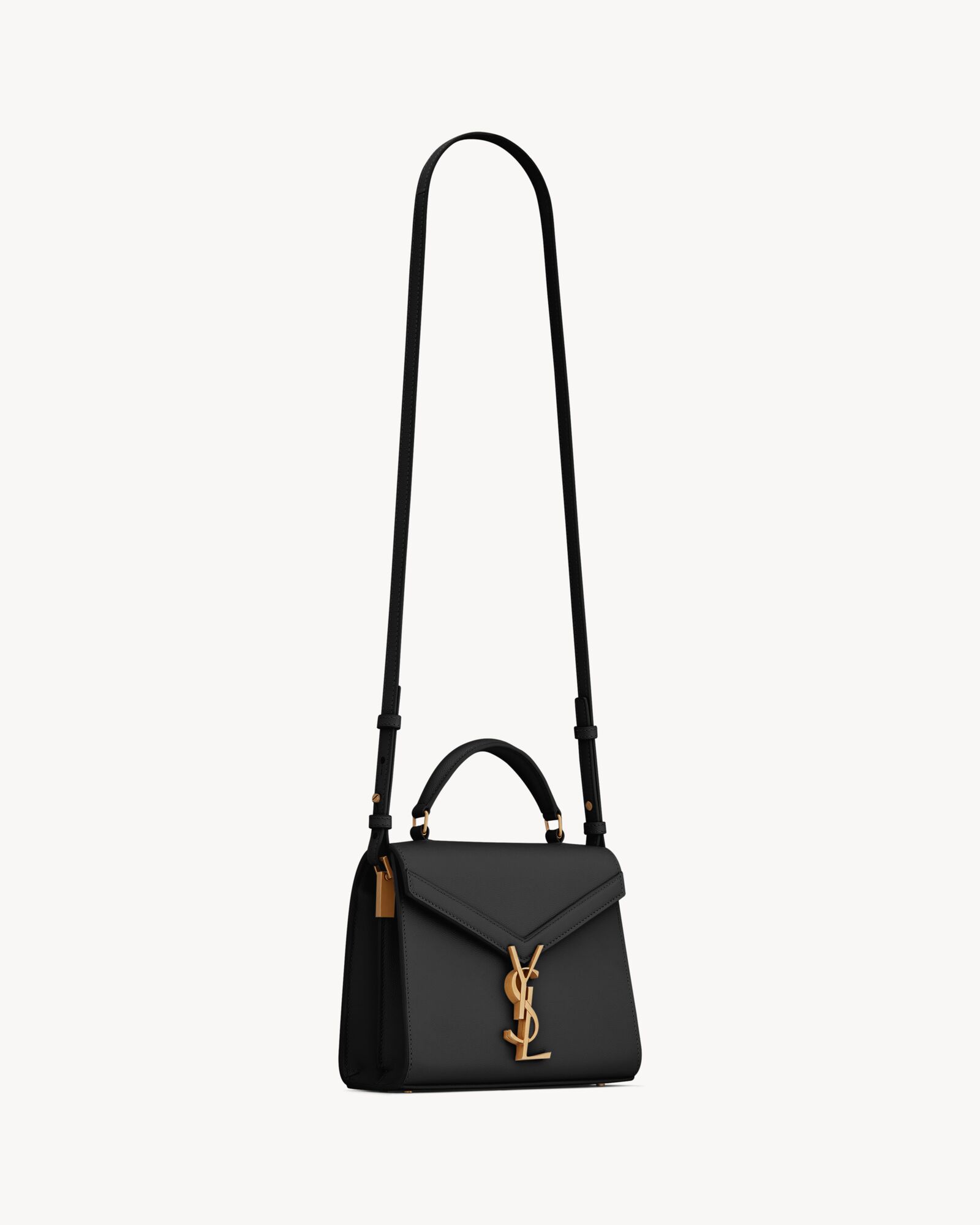 CASSANDRA Mini top handle bag in grain de poudre embossed leather ...