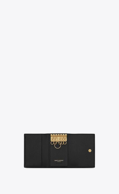 YSL LINE key case in grained leather | Saint Laurent United Kingdom ...